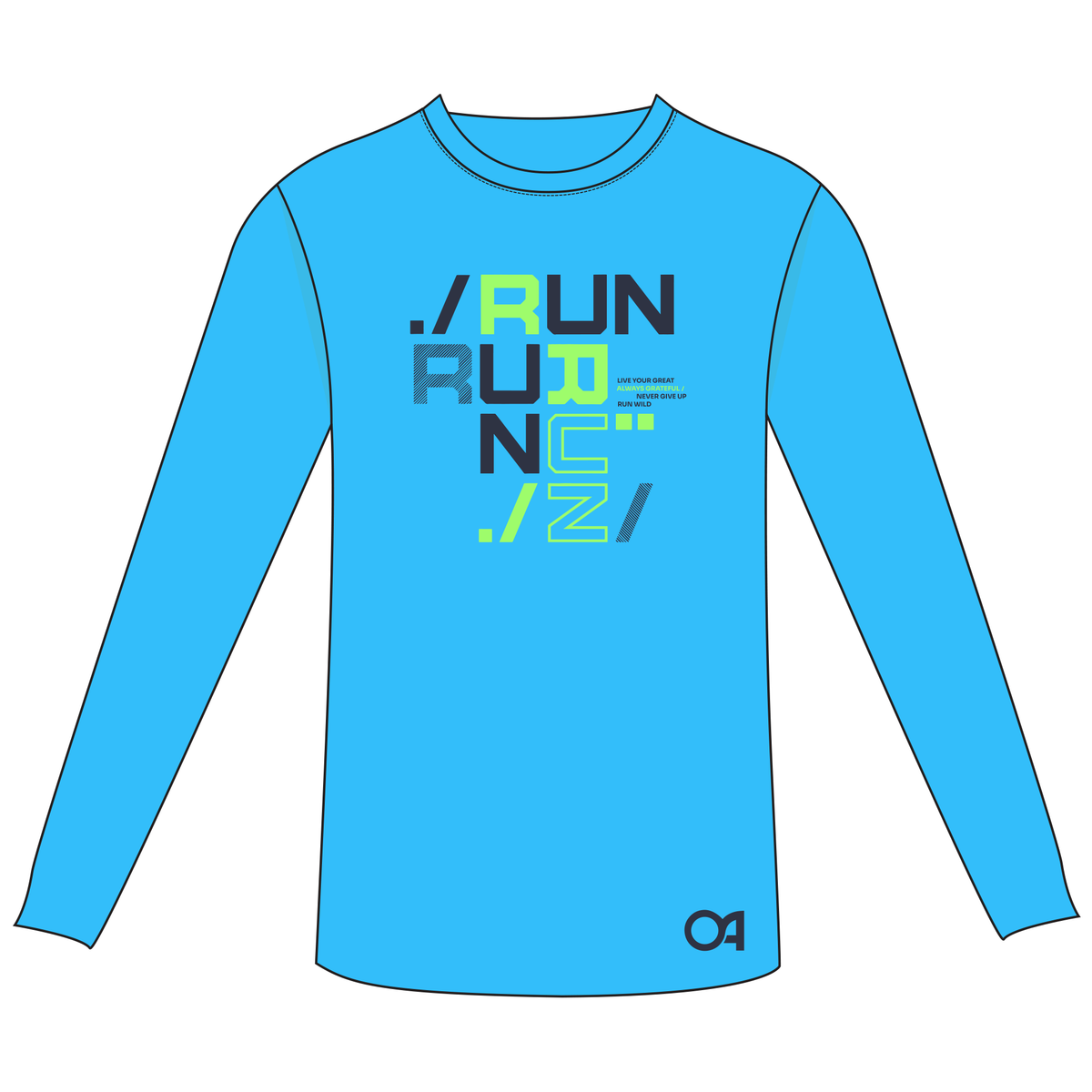 OA RUN Long-sleeved Blue T-shirts – Ordinarily Active